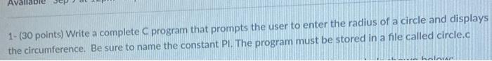 Solved 1- (30 points) Write a complete C program that | Chegg.com