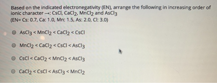 Solved Based on the indicated electronegativity (EN), | Chegg.com