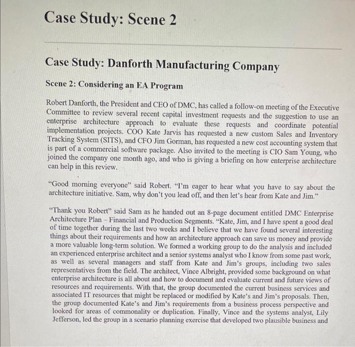Solved Case Study: Danforth Manufacturing Company Scene 4: | Chegg.com