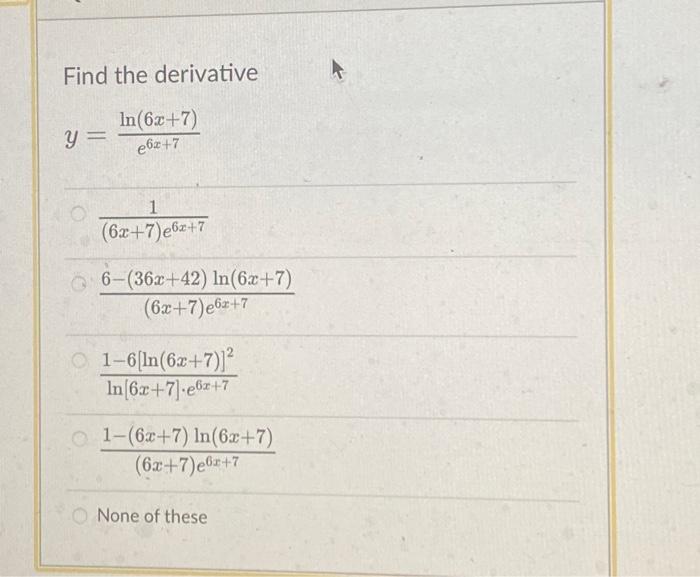 Solved Find the derivative | Chegg.com