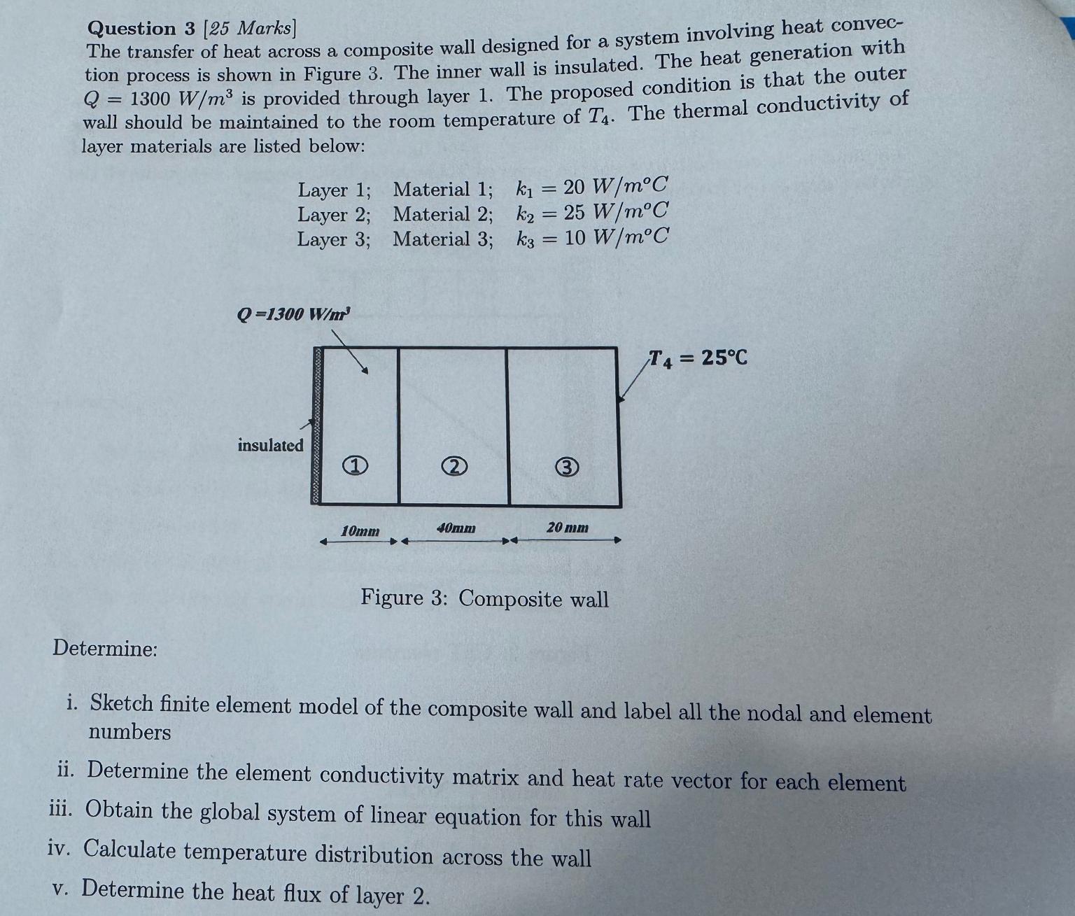 Solved Question 3 [25 ﻿Marks]The transfer of heat across a | Chegg.com