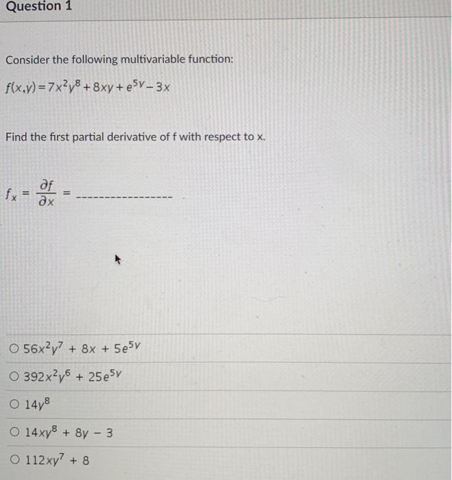 Solved Question 1 Consider the following multivariable | Chegg.com