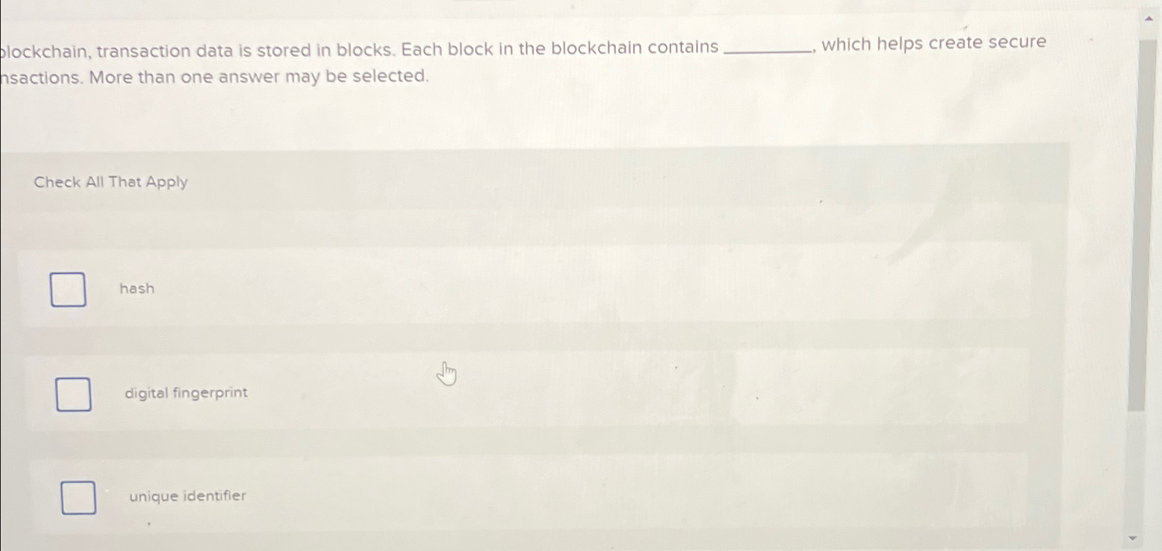 Solved plockchain, transaction data is stored in blocks. | Chegg.com