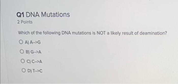 Solved Q1 DNA Mutations 2 Points Which of the following DNA | Chegg.com