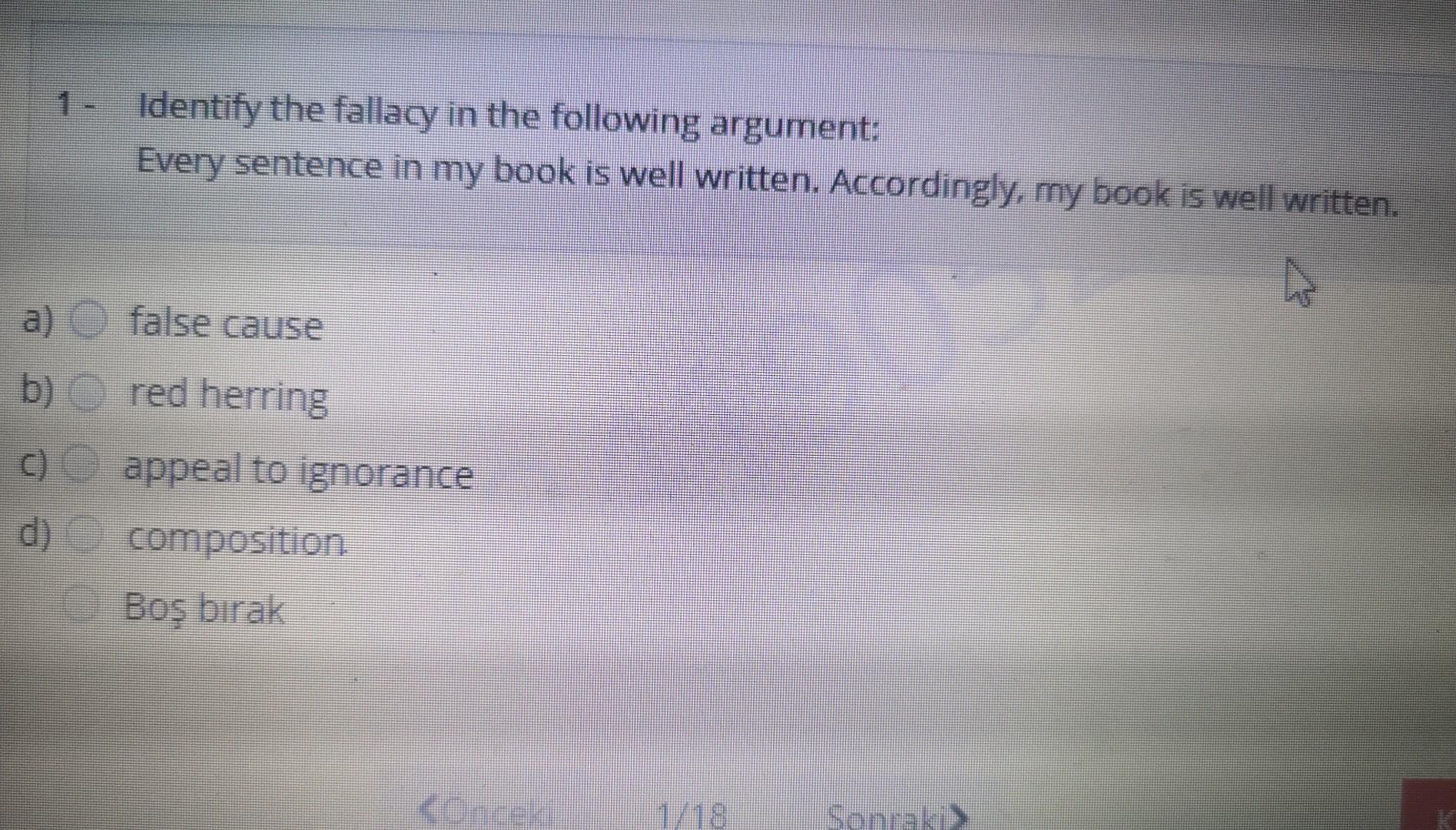 Solved 1 - Identify the fallacy in the following argument: | Chegg.com