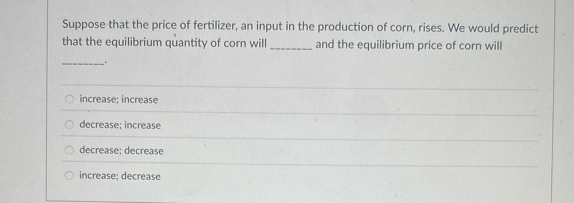 Solved Suppose that the price of fertilizer, an input in the | Chegg.com