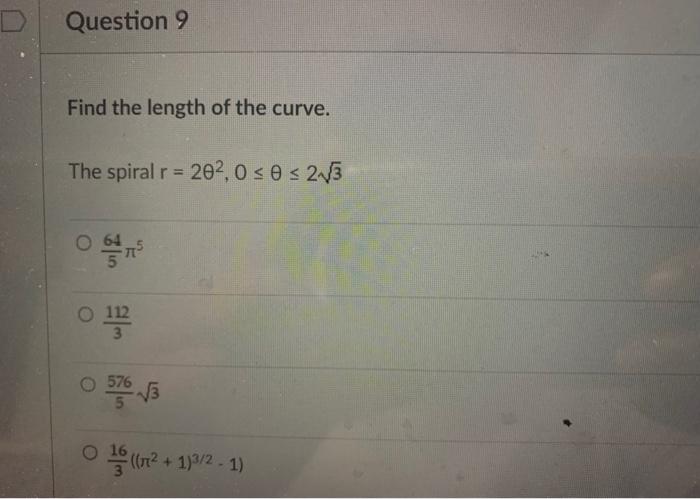 Solved Find the length of the curve. The spiral r=2θ2,0≤θ≤23 | Chegg.com