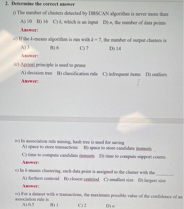 Solved I The Number Of Clusters Detected By Dbscan 