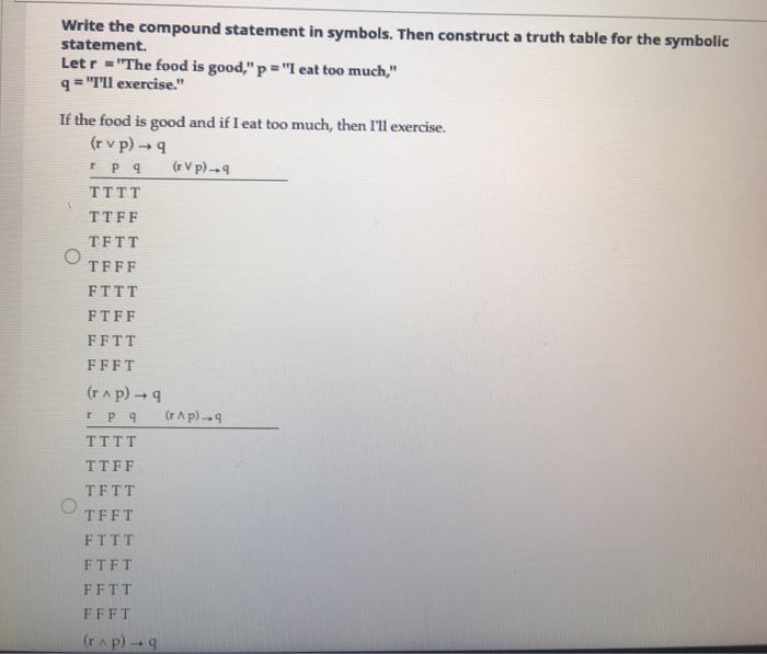 Solved 1 Write the compound statement in symbols. Then | Chegg.com