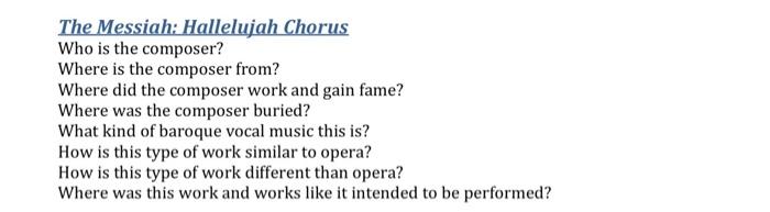 The Messiah: Hallelujah Chorus Who is the composer? | Chegg.com