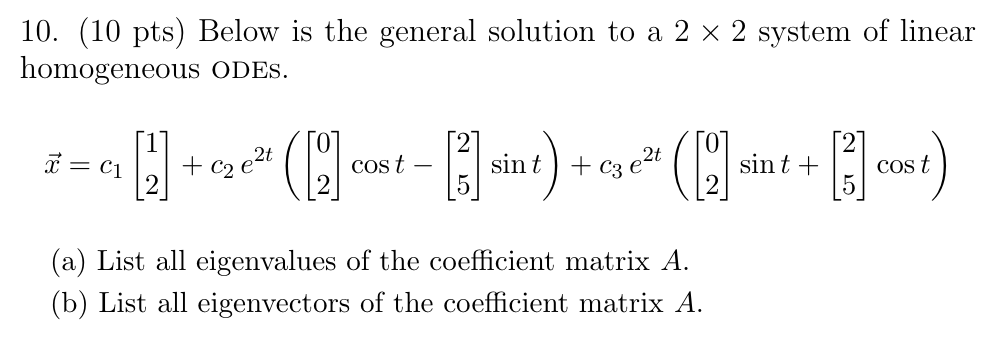 Solved (10 ﻿pts) ﻿Below is the general solution to a 2×2 | Chegg.com