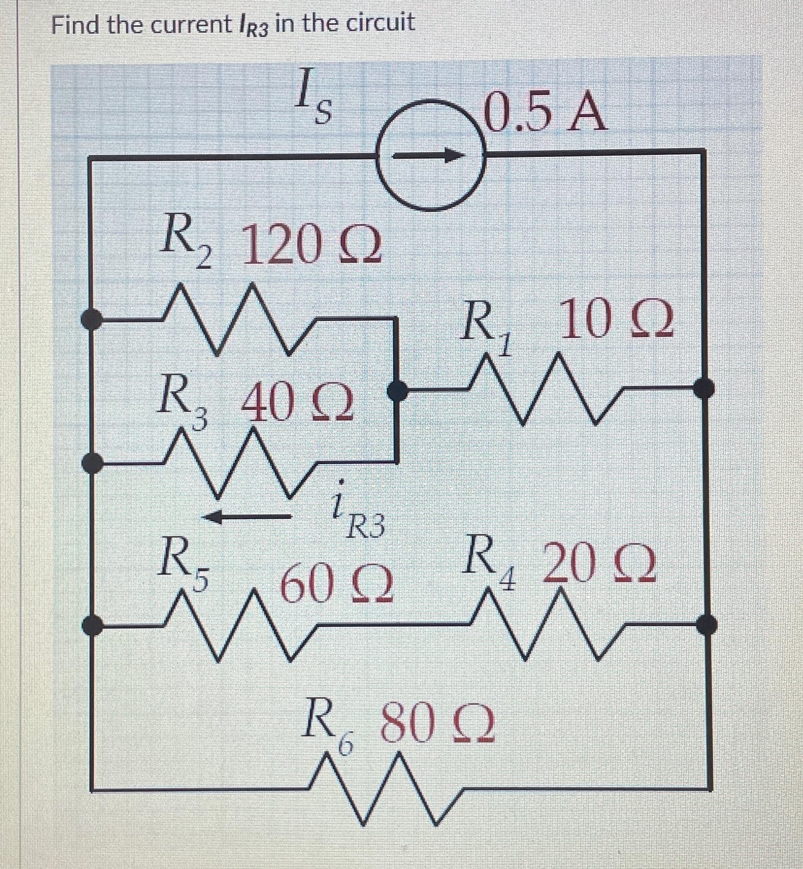 Solved ind the current IR3 ﻿in the circuit | Chegg.com