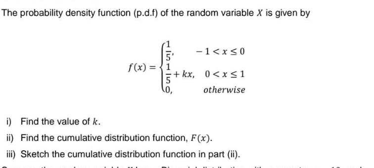 Solved The probability density function (p.d.f) ﻿of the | Chegg.com