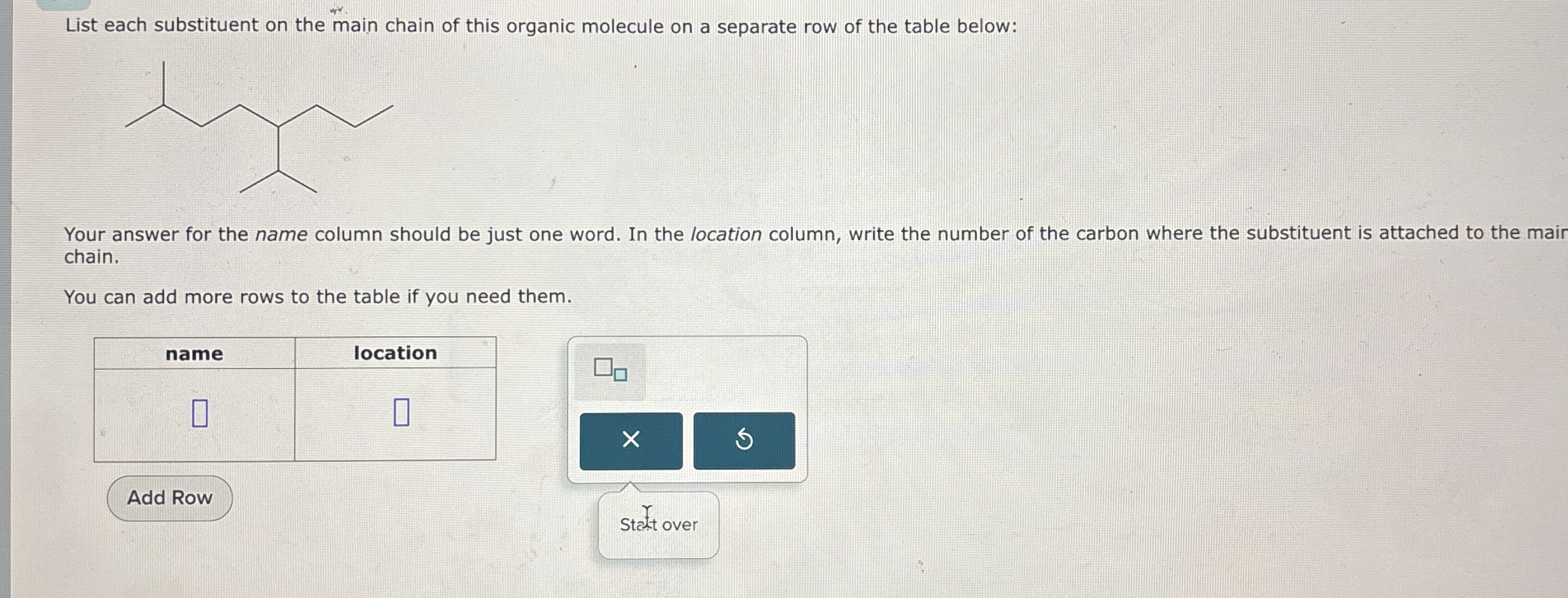 Solved List each substituent on the main chain of this | Chegg.com