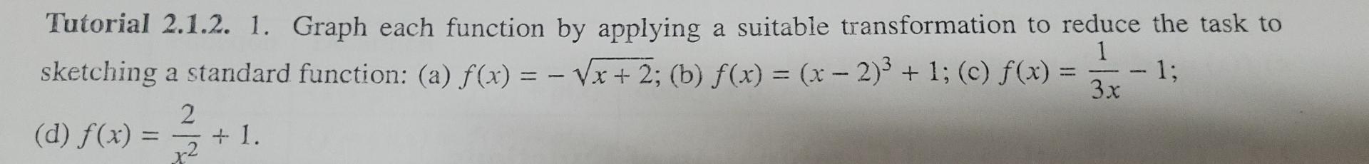Solved Tutorial 2.1.2. 1. Graph each function by applying a | Chegg.com