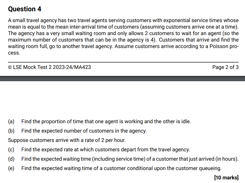 Solved pls solve this Question 4A small travel agency has | Chegg.com