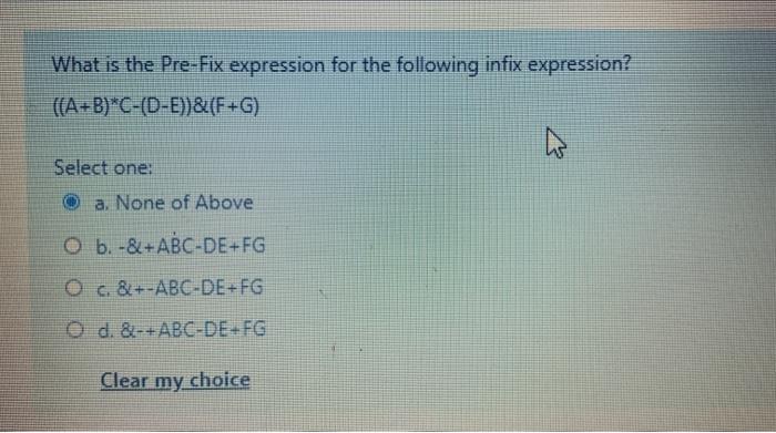 Solved What is the Pre-Fix expression for the following | Chegg.com