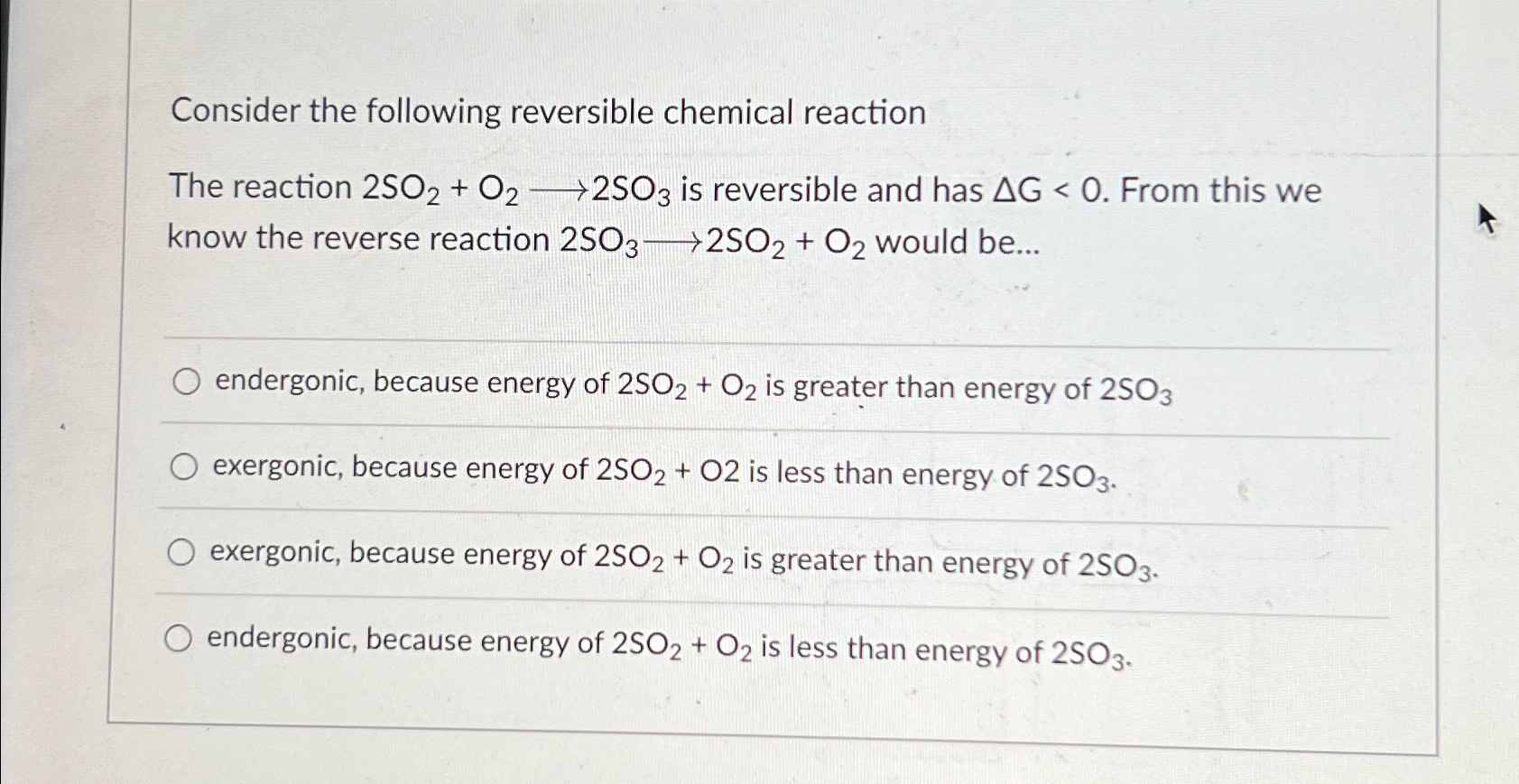Solved Consider the following reversible chemical | Chegg.com