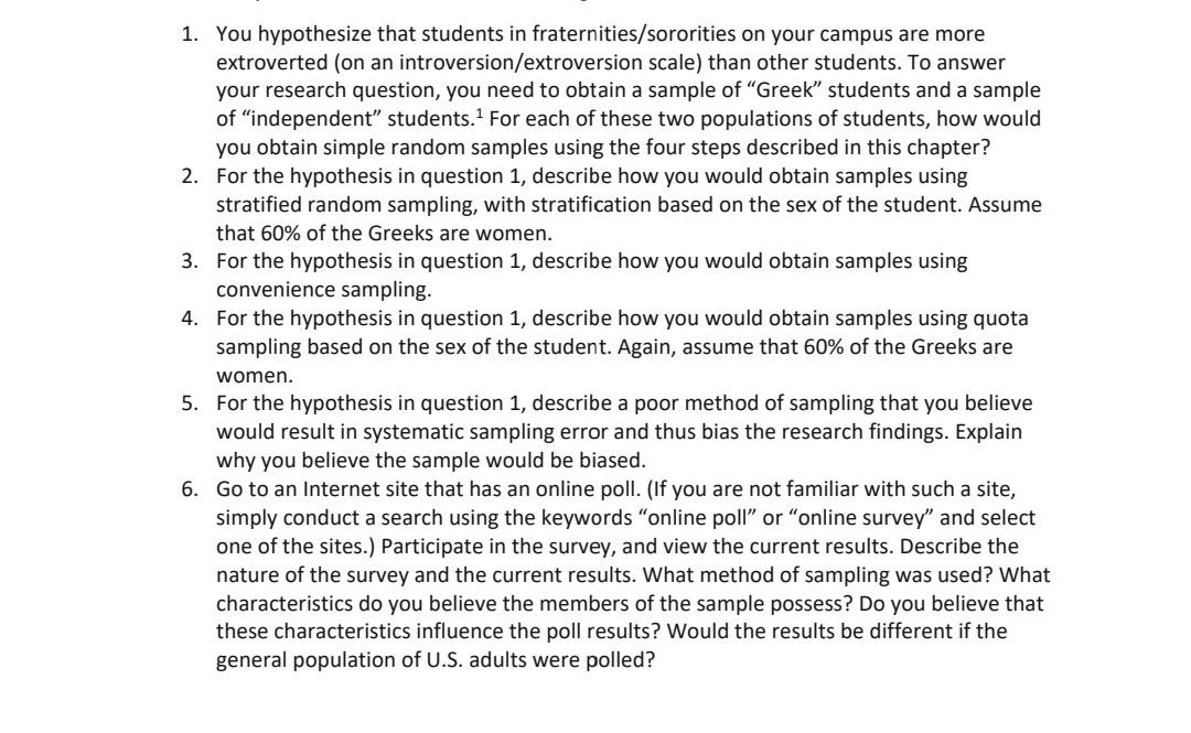 Solved 1. You hypothesize that students in | Chegg.com