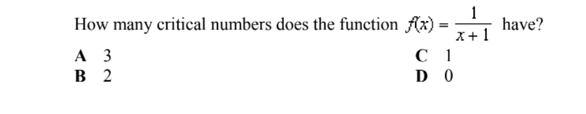 Solved How many critical numbers does the function f(x)=1x+1 | Chegg.com