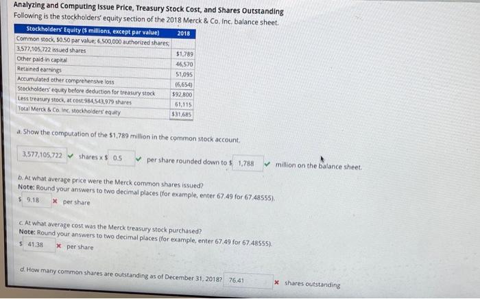 Solved Analyzing and Computing Issue Price, Treasury Stock | Chegg.com