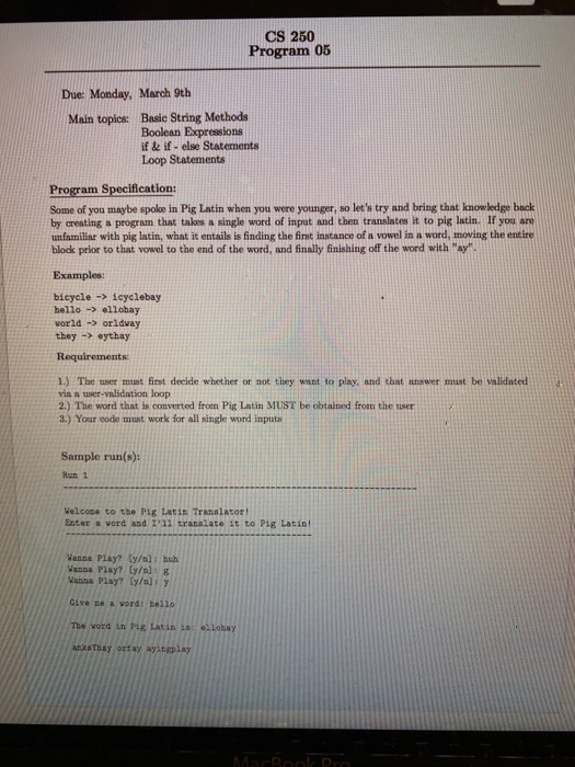 Solved CS 250 Program 05 Due: Monday, March 9th Main topics | Chegg.com