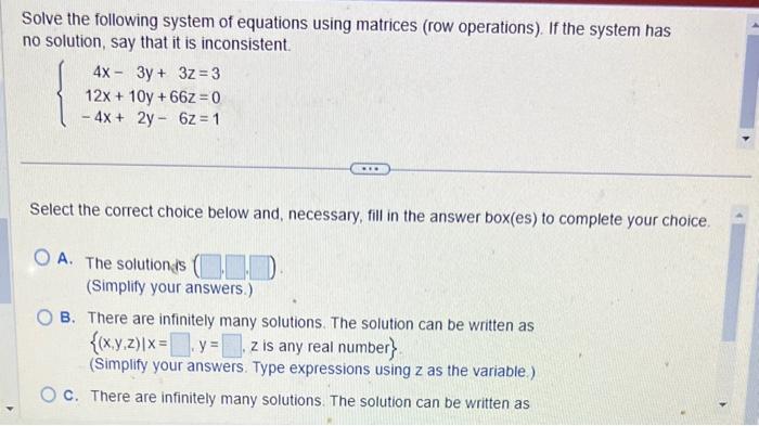 Solved Solve the following system of equations using | Chegg.com