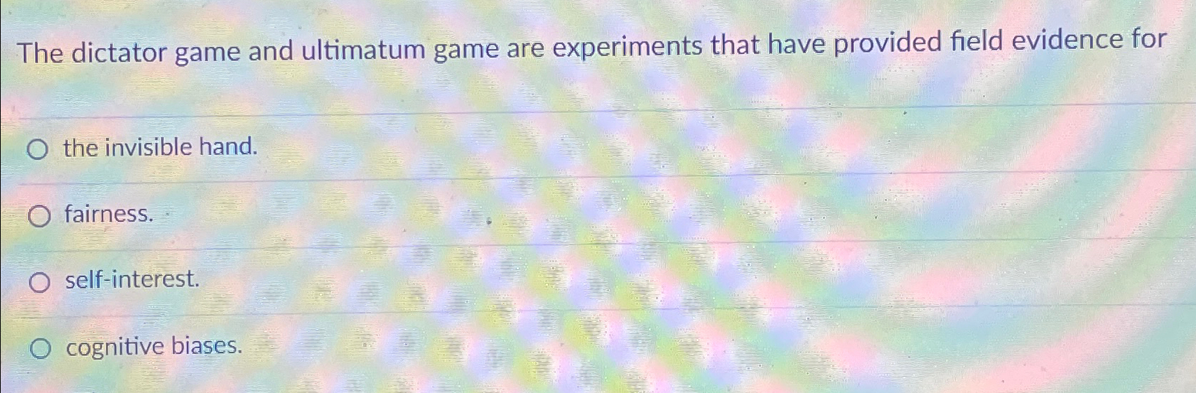 Solved The dictator game and ultimatum game are experiments | Chegg.com