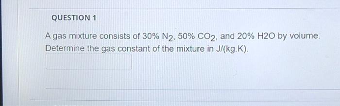 Solved QUESTION 1 A gas mixture consists of 30% N2, 50% CO2, | Chegg.com