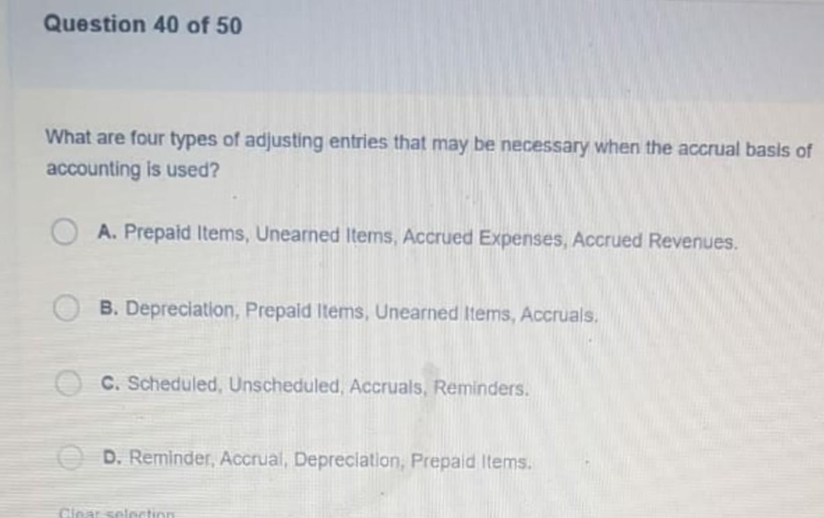 Solved What are four types of adjusting entries that may be | Chegg.com
