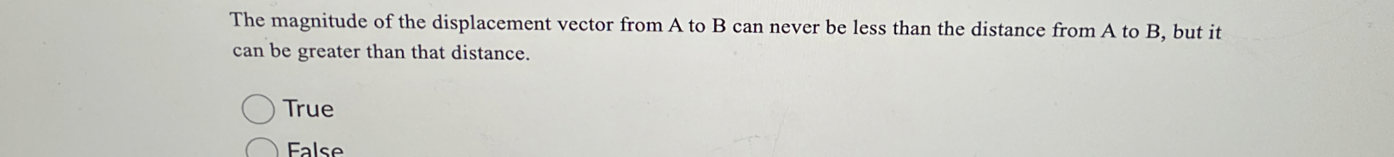 Solved The magnitude of the displacement vector from A ﻿to B | Chegg.com