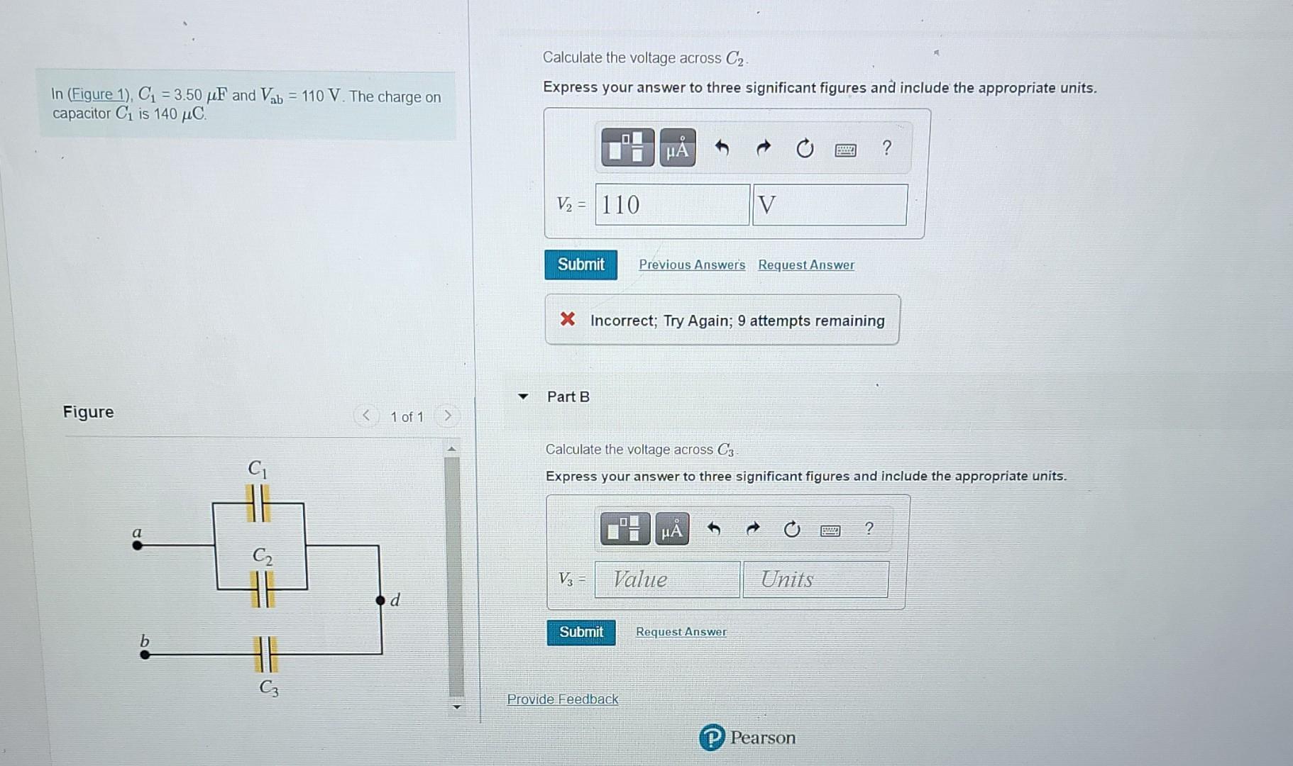 Solved Calculate the voltage across C2 Express your answer | Chegg.com