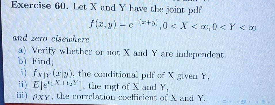 Solved Example 53. The joint pdf of X and Y is given by | Chegg.com
