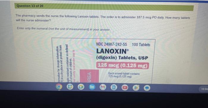 Solved The pharmacy sends the nurse the following Lanoxin | Chegg.com