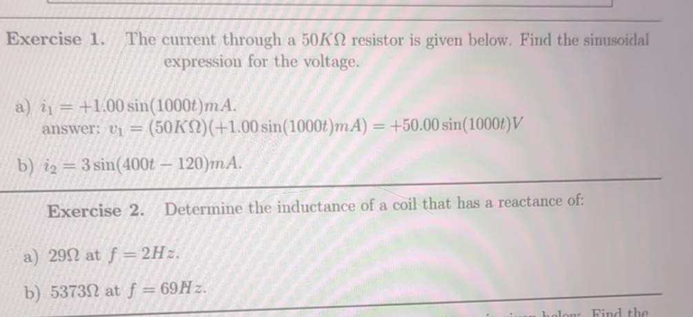 Solved by an EXPERT Exercise 1. ﻿The current through a 50KΩ ﻿resistor is | Chegg.com