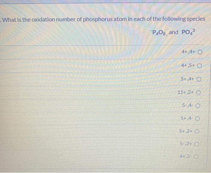 Solved What is the oxidation number of phosphorus atom in | Chegg.com