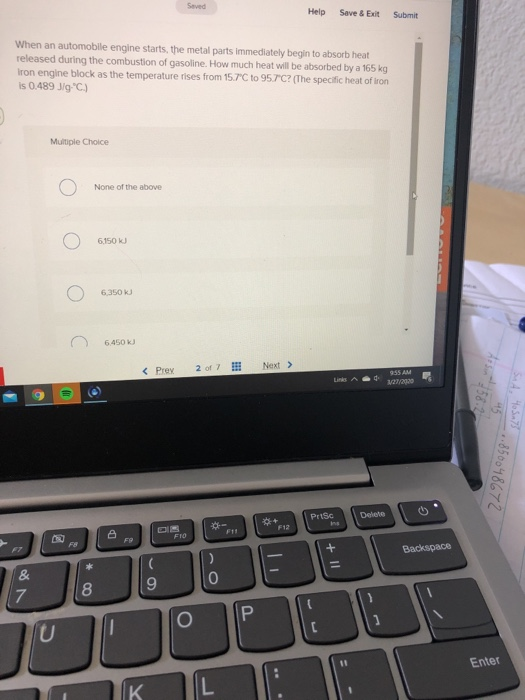 Solved Soved Help Save & Exit Submit When an automobile | Chegg.com