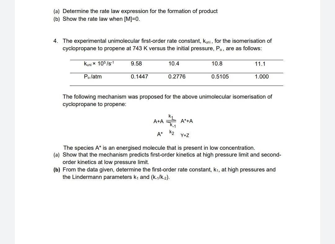 Solved (a) Determine the rate law expression for the | Chegg.com
