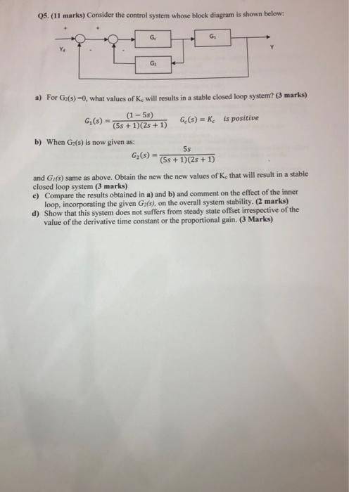 Solved Q5. (11 marks) Consider the control system whose | Chegg.com