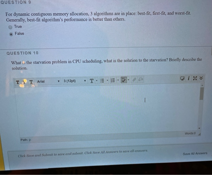 Solved QUESTION 9 For dynamic contiguous memory allocation, | Chegg.com