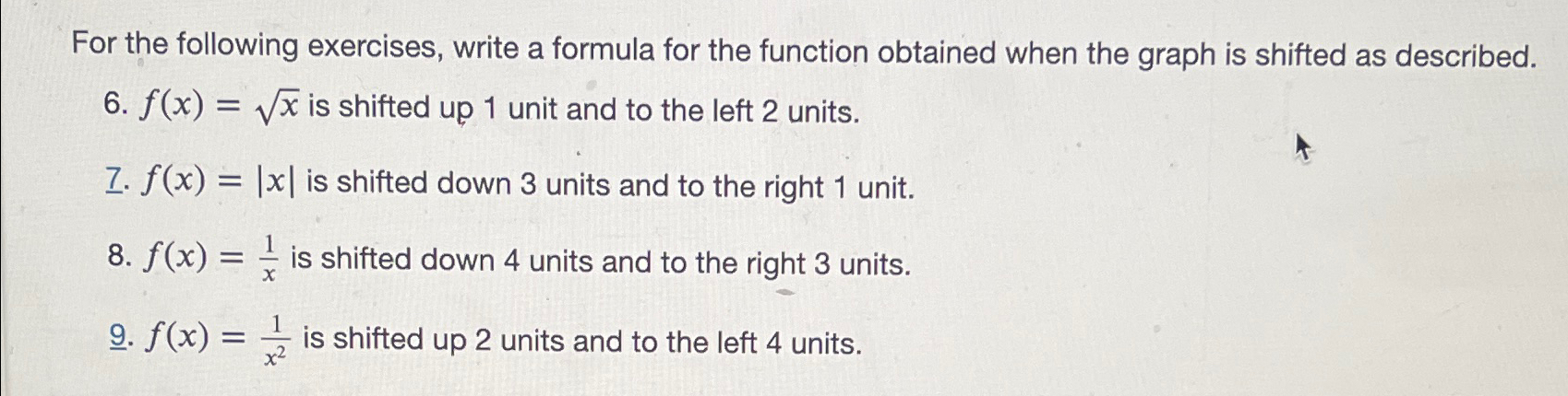 Solved For the following exercises, write a formula for the | Chegg.com