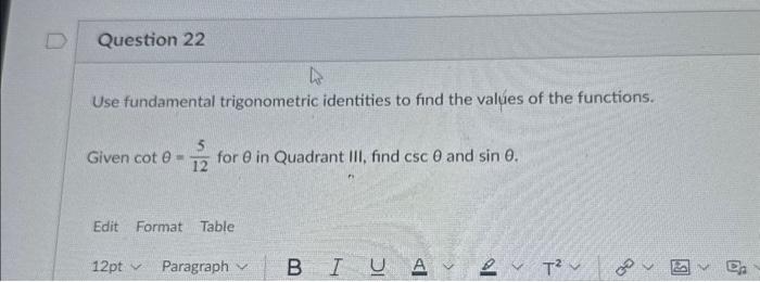 Solved Use fundamental trigonometric identities to find the | Chegg.com