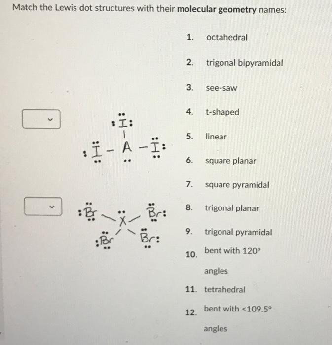 Solved Match the Lewis dot structures with their molecular | Chegg.com