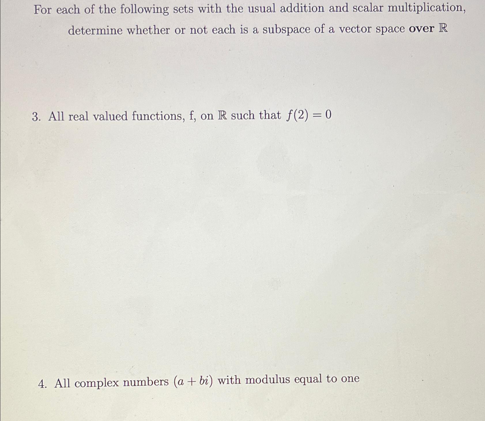 Solved For each of the following sets with the usual | Chegg.com