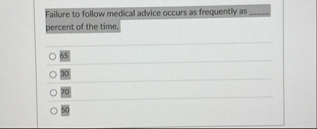 Solved Failure to follow medical advice occurs as frequently | Chegg.com