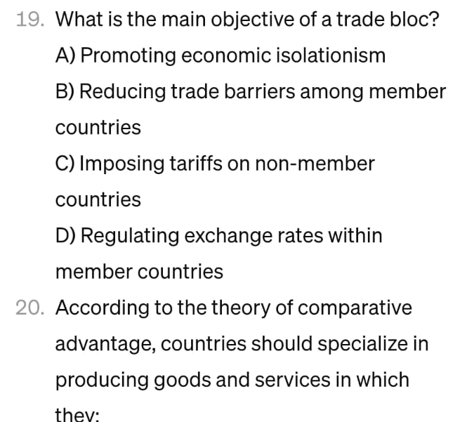 Solved Evonomics:What is the main objective of a trade | Chegg.com