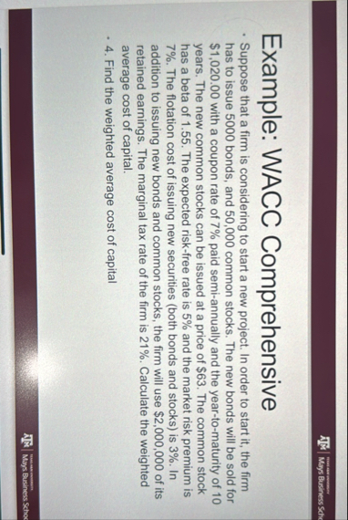 Solved Example: WACC ComprehensiveSuppose that a firm is | Chegg.com