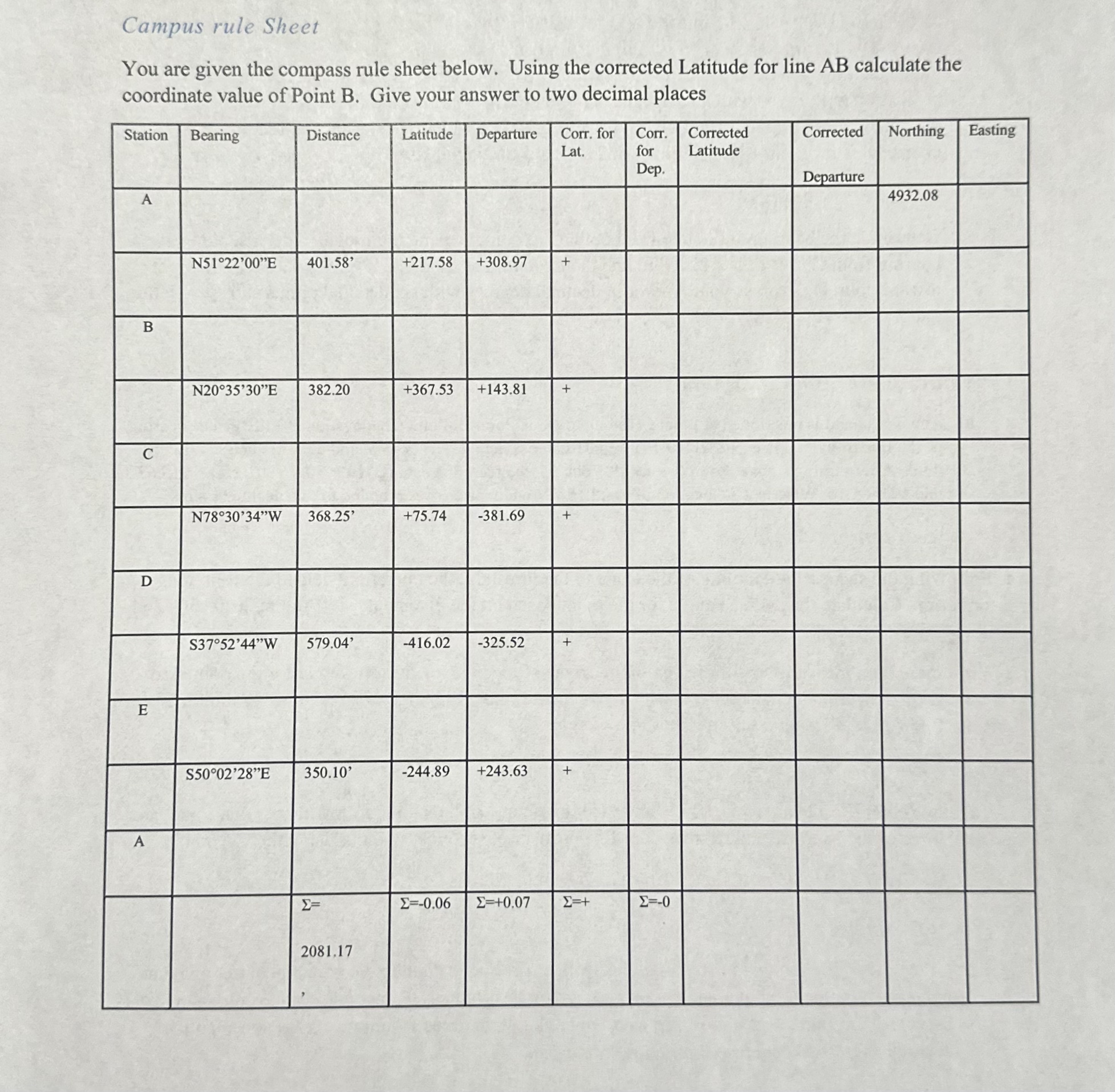 Solved Campus Rule Sheetyou Are Given The Compass Rule Sheet