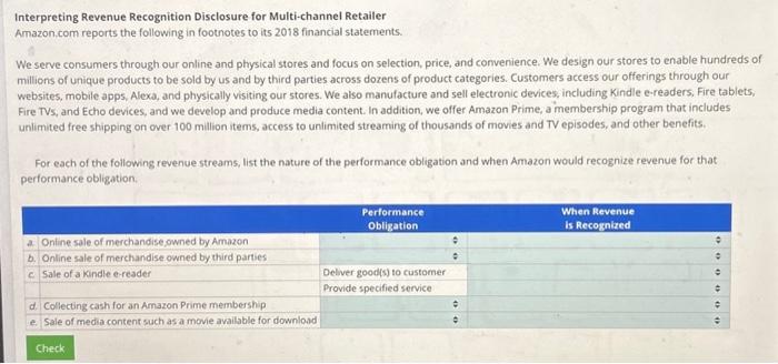 Solved Interpreting Revenue Recognition Disclosure for | Chegg.com