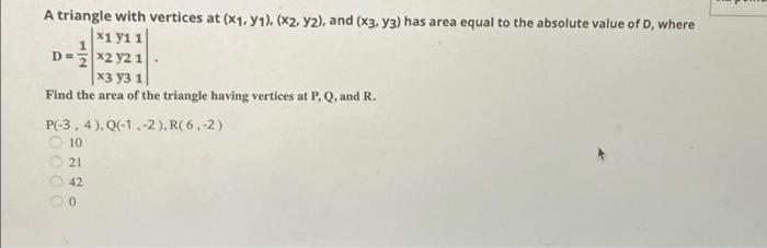 Solved A triangle with vertices at (x1, y1). (x2. y2), and | Chegg.com